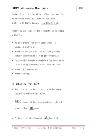 Free CBAP V3 questions | PDF