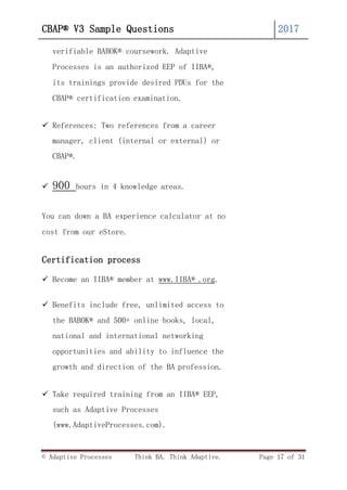 Free CBAP V3 questions | PDF