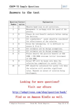 Free CBAP V3 questions | PDF