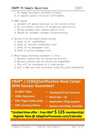 Free CBAP V3 questions | PDF