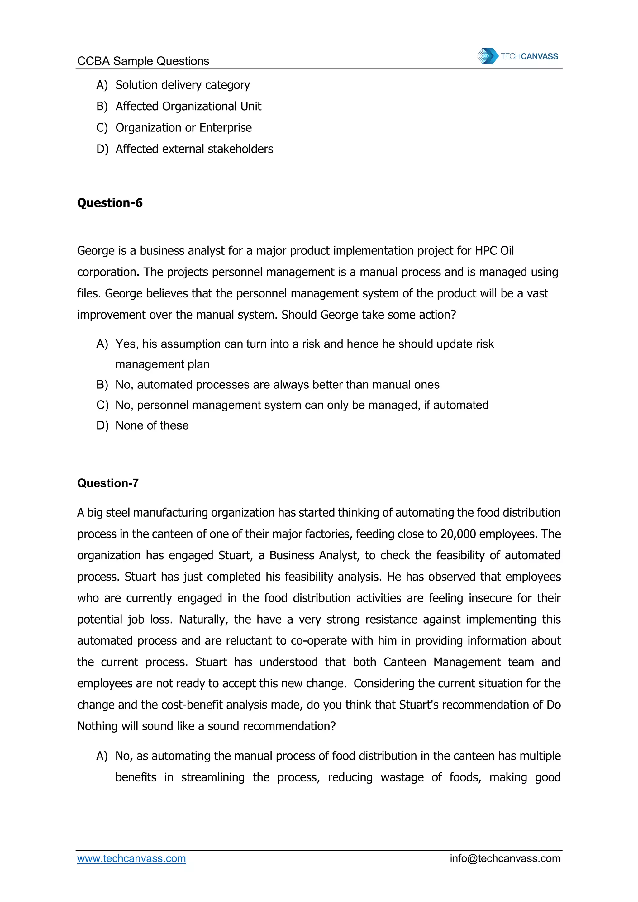 Free CCBA exam questions PDF | PDF