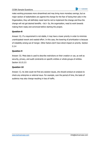 Free CCBA exam questions PDF | PDF