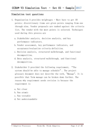 Free CCBA V3 question bank | PDF