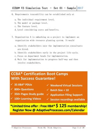 Free CCBA V3 question bank | PDF