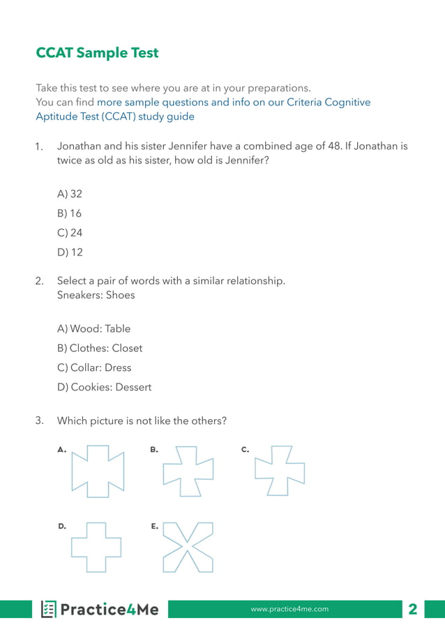 Free cognitive aptitude test practice ccat | PDF | Desserts and Baking ...