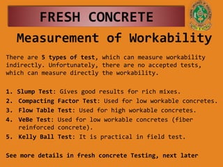 Fresh concrete -building materials for engineers | PPT