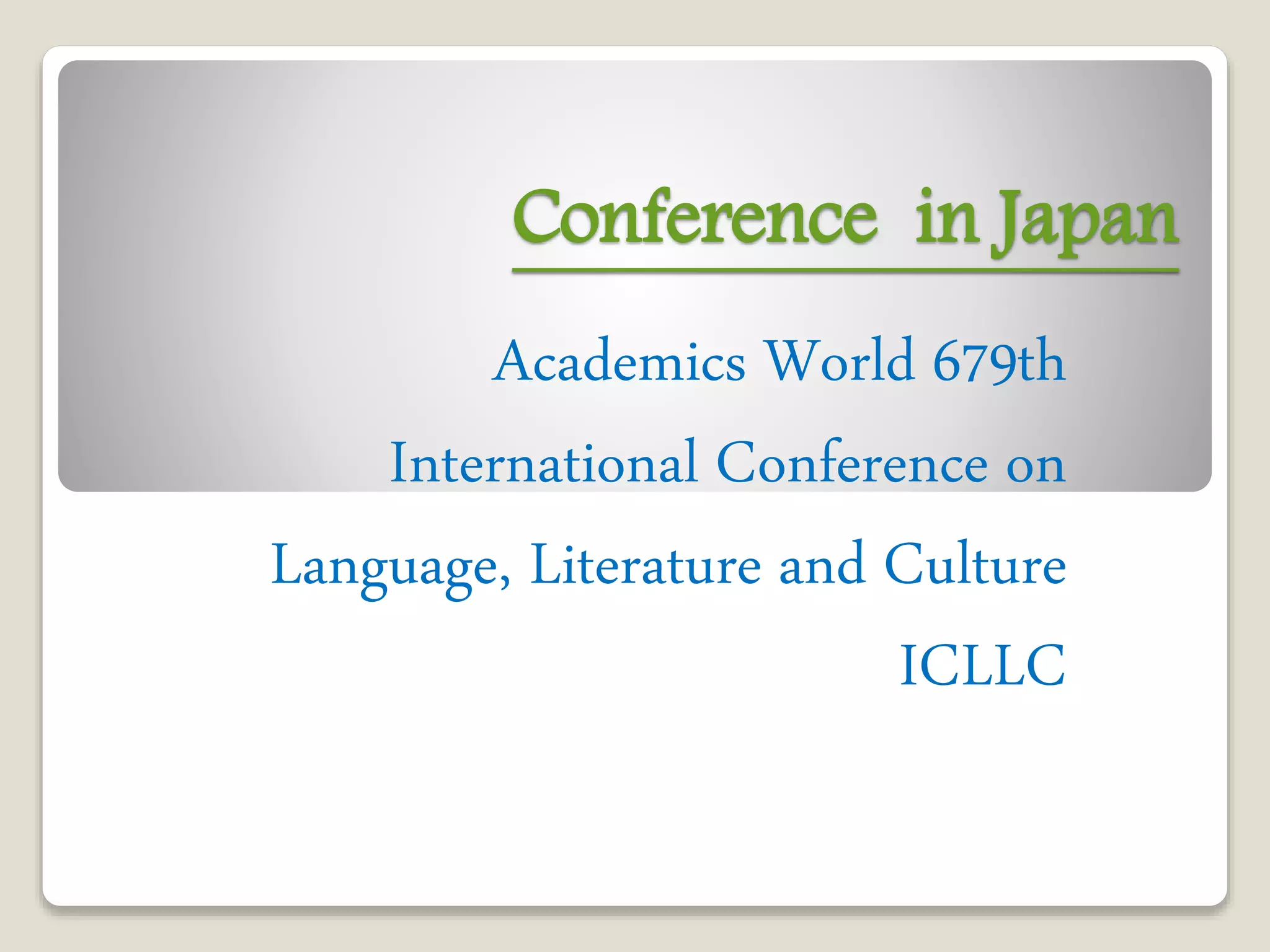 Conferences in Japan | PPT
