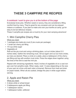 THESE 3 CAMPFIRE PIE RECIPES IN 2020 | PDF