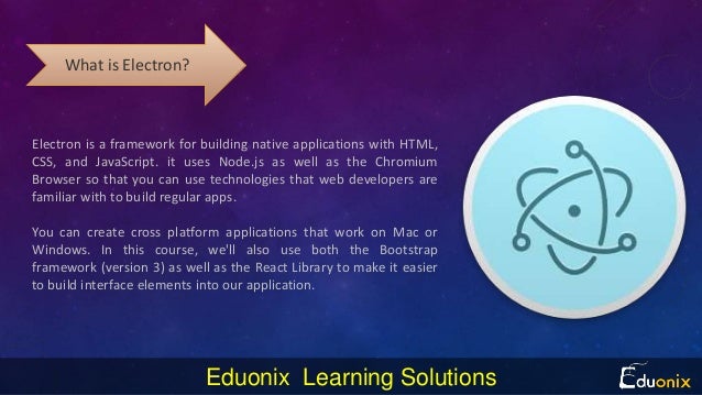 Free beginners guide to electron framework.