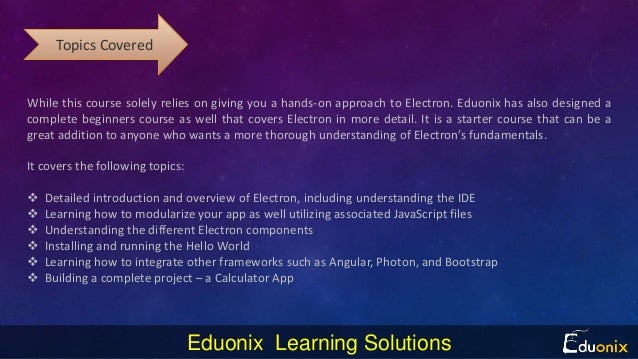 Free beginners guide to electron framework.