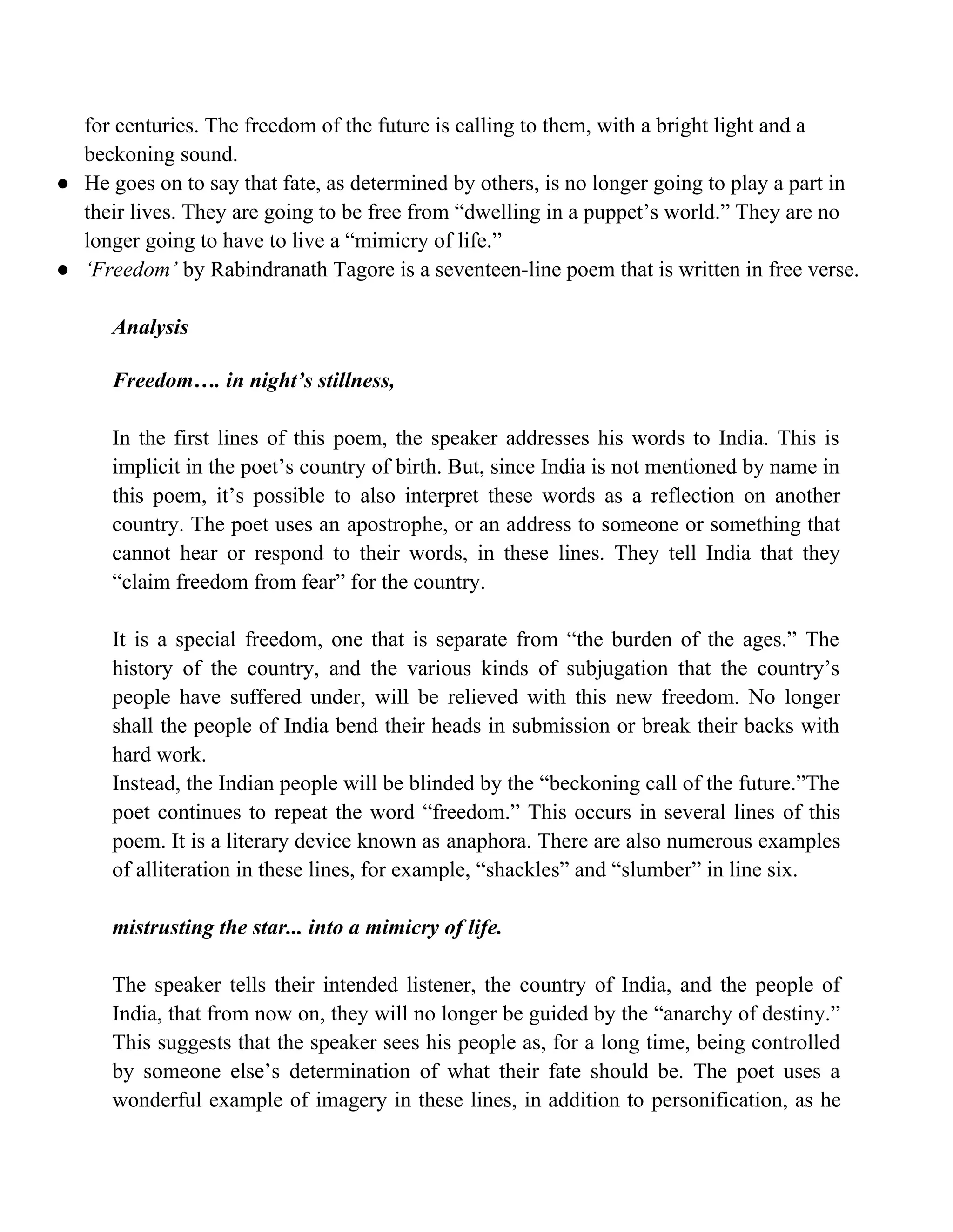 ‘Freedom’ Analysis by Rabindranath Tagore.docx
