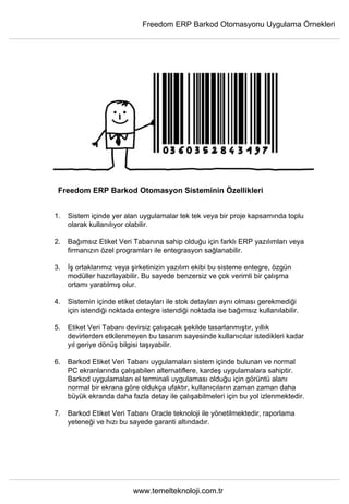 Freedom ERP / Barkod Uygulama Fikir ve Örnekleri | PDF