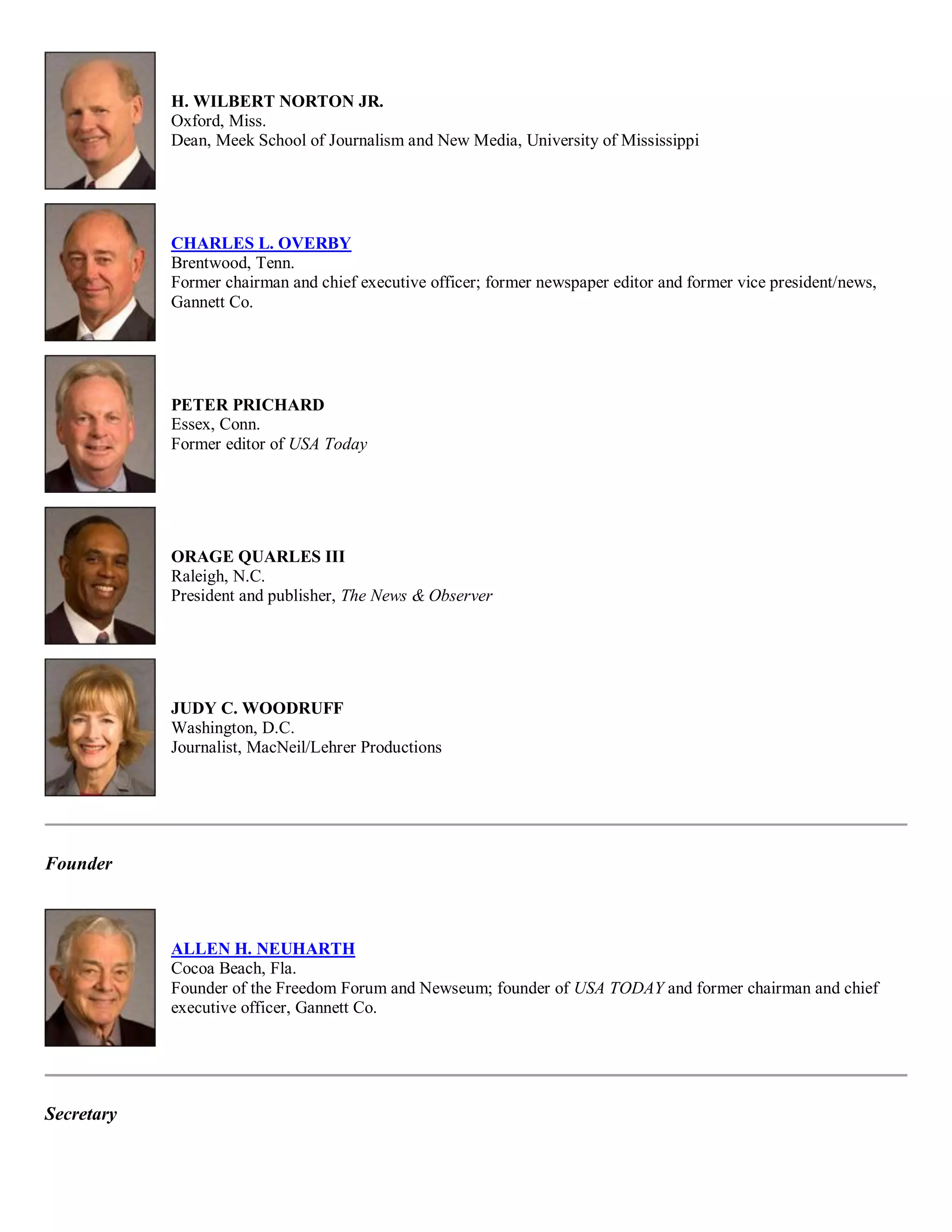 FREEDOM FORUM BOARD OF TRUSTEES - Baker Donelson Bearman Caldwell ...