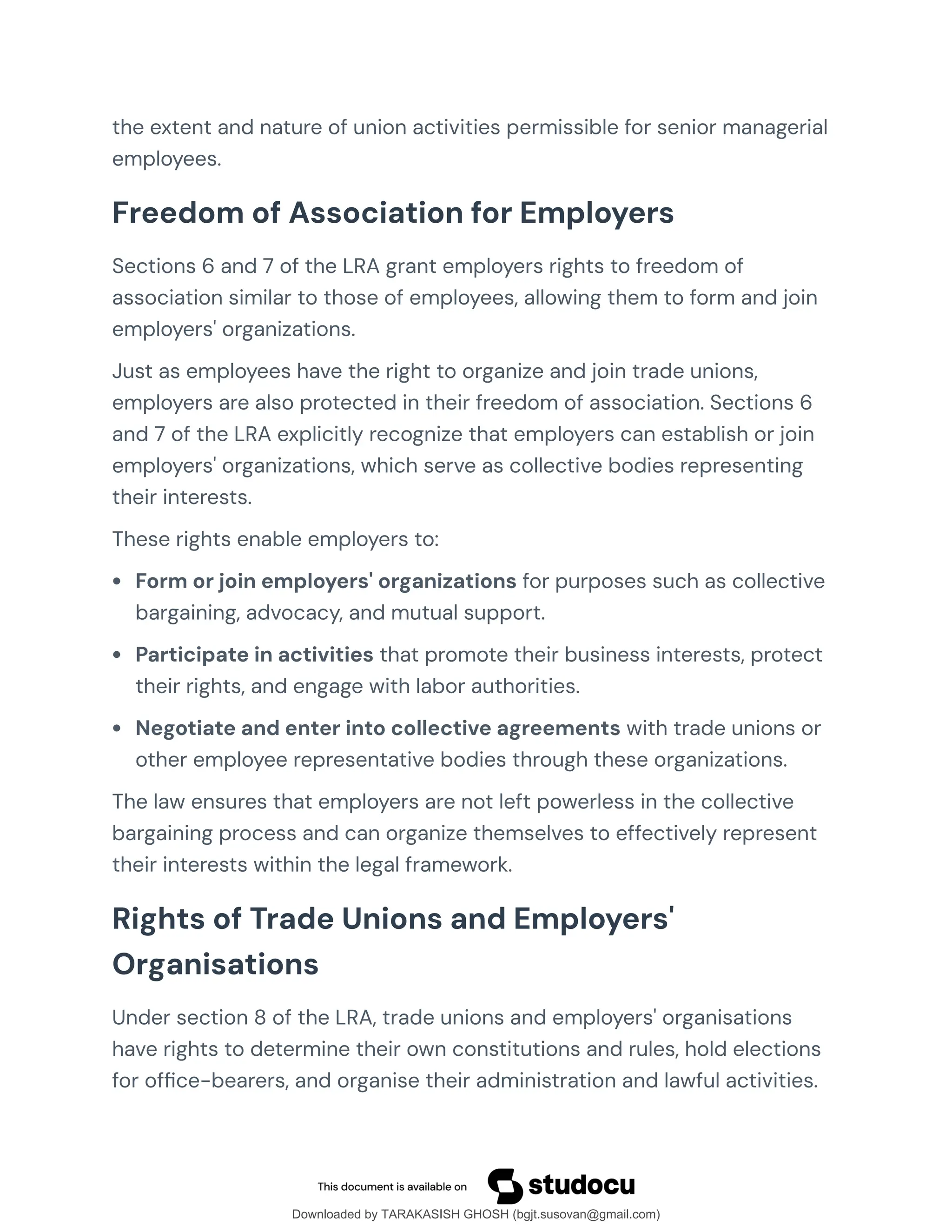 Freedom of Association in Labour Law notes | PDF