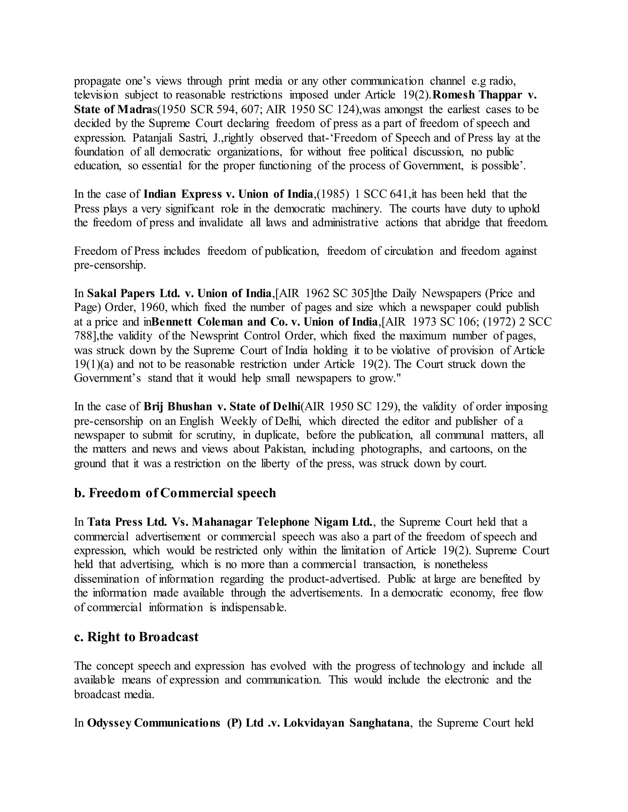 Freedom of speech and expression | DOCX