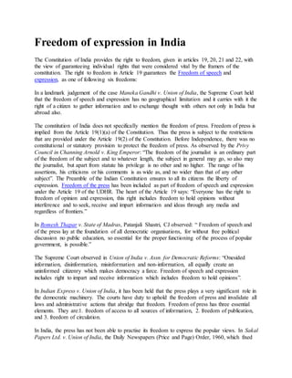 Freedom of speech & expression in india | DOCX