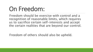 Freedom of the human person | PPTX