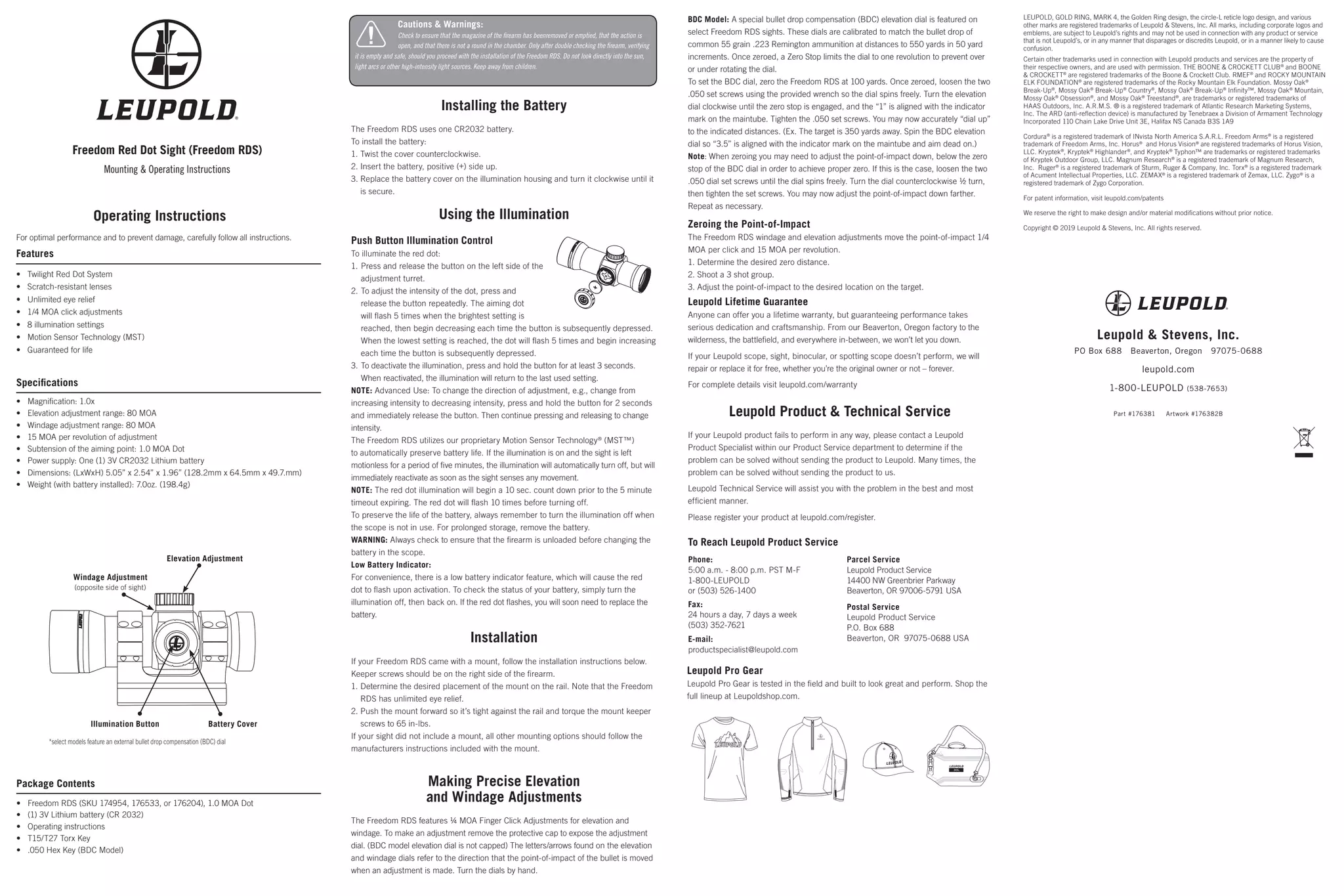 Instruction manual | Leupold Freedom RDS Red Dots | Optics Trade | PDF