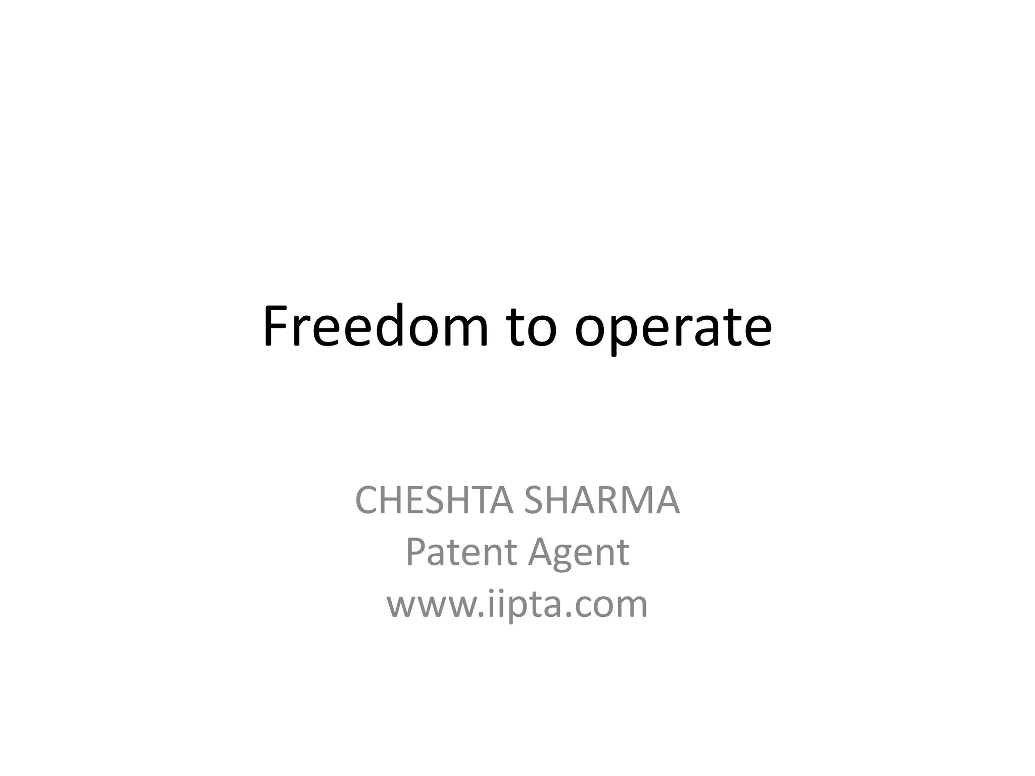 Freedom To Operate | PPTX