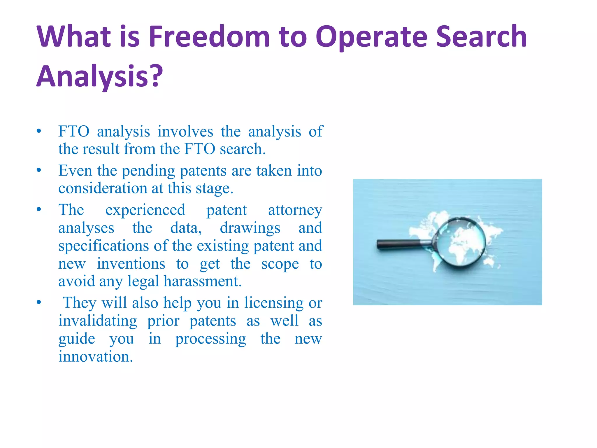 Freedom To Operate Search- Opinion and Analysis | PPTX