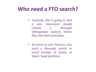 Freedom To Operate Search- Opinion and Analysis | PPTX