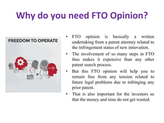 Freedom To Operate Search- Opinion and Analysis | PPTX