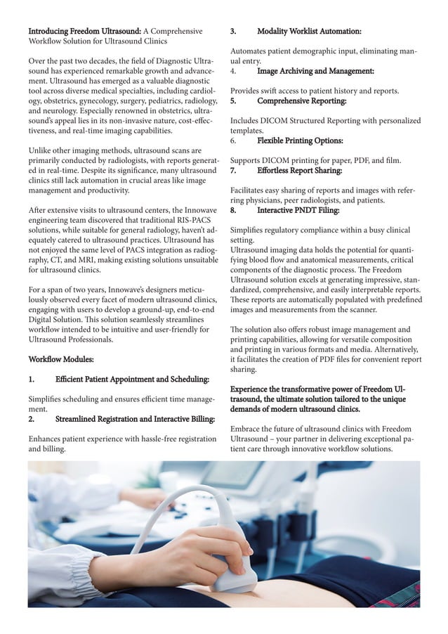 FREEDOM ULTRASOUND End To End workflow for Ultrasound Sentric Clinics | PDF