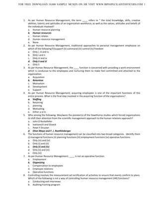 HRM Entrance Model Paper | PDF