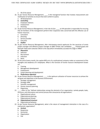 HRM Entrance Model Paper | PDF