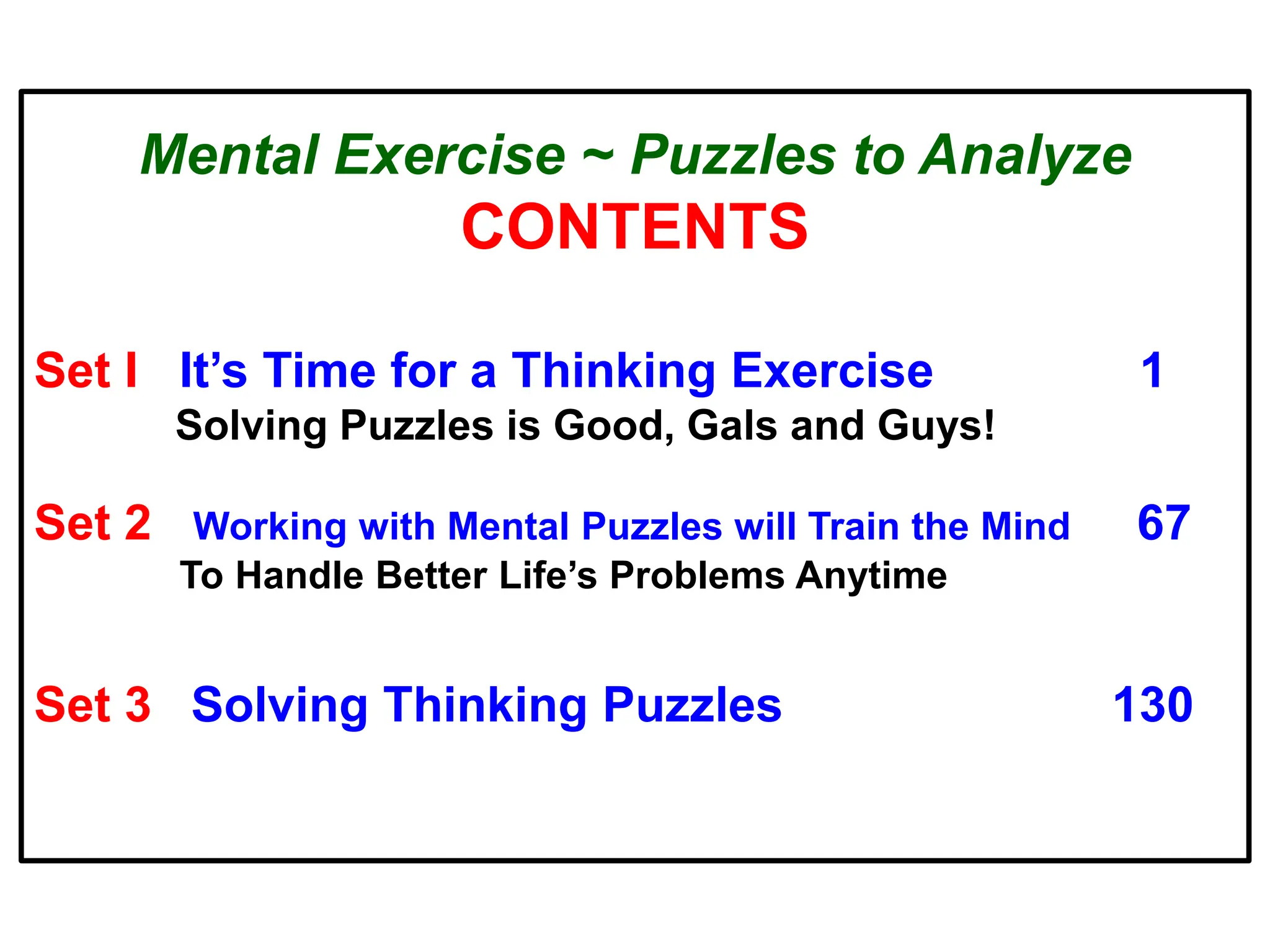 A Free eBook ~ Mental Exercise ...Puzzles to Analyze.pdf