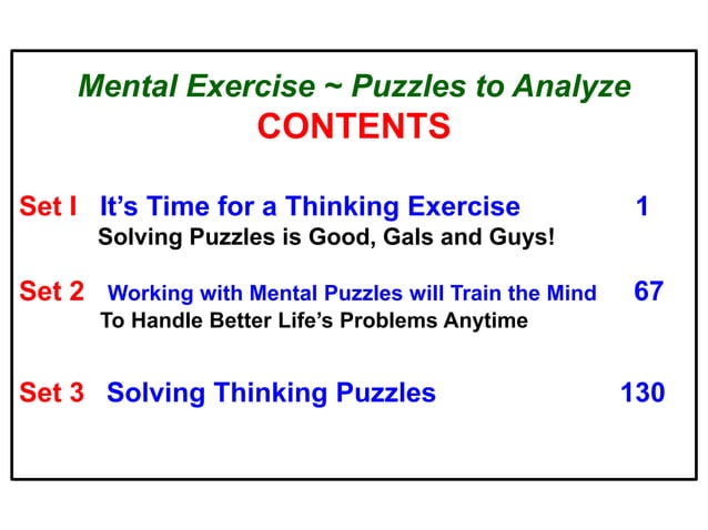 A Free eBook ~ Mental Exercise ...Puzzles to Analyze.pdf