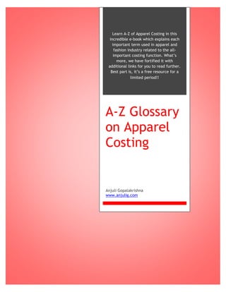 Free e book on apparel costing a to z glossary | PDF