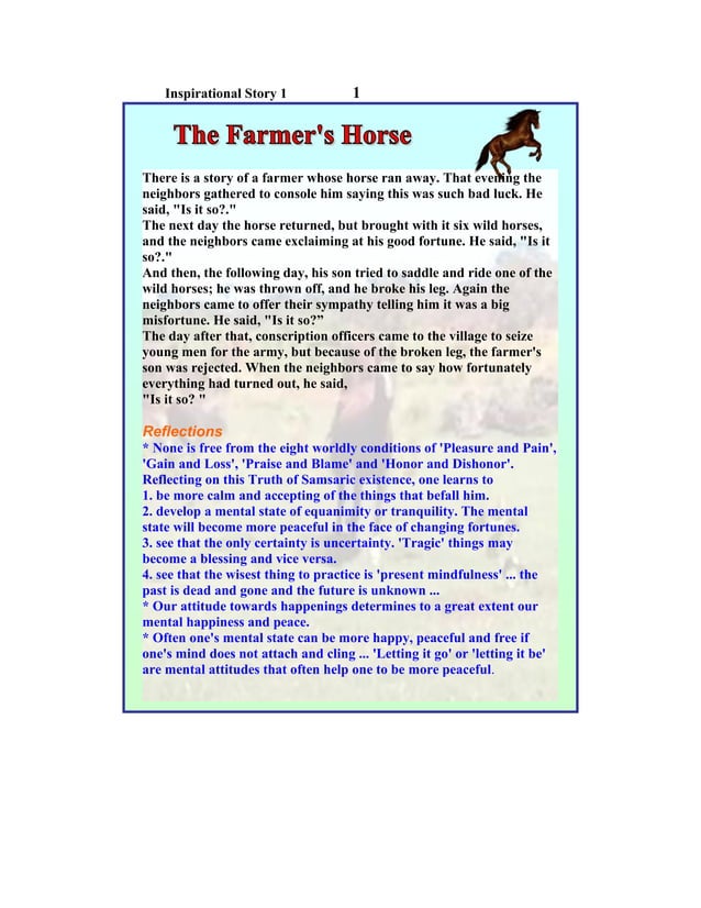 Free eBook ~Short Inspirational Stories - The Benefits.pdf | Mental Health | Diseases and Conditions