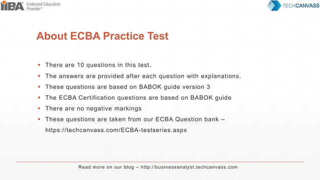 ECBA Exam Questions PDF | ECBA Sample Questions PDF | Techcanvass | PDF