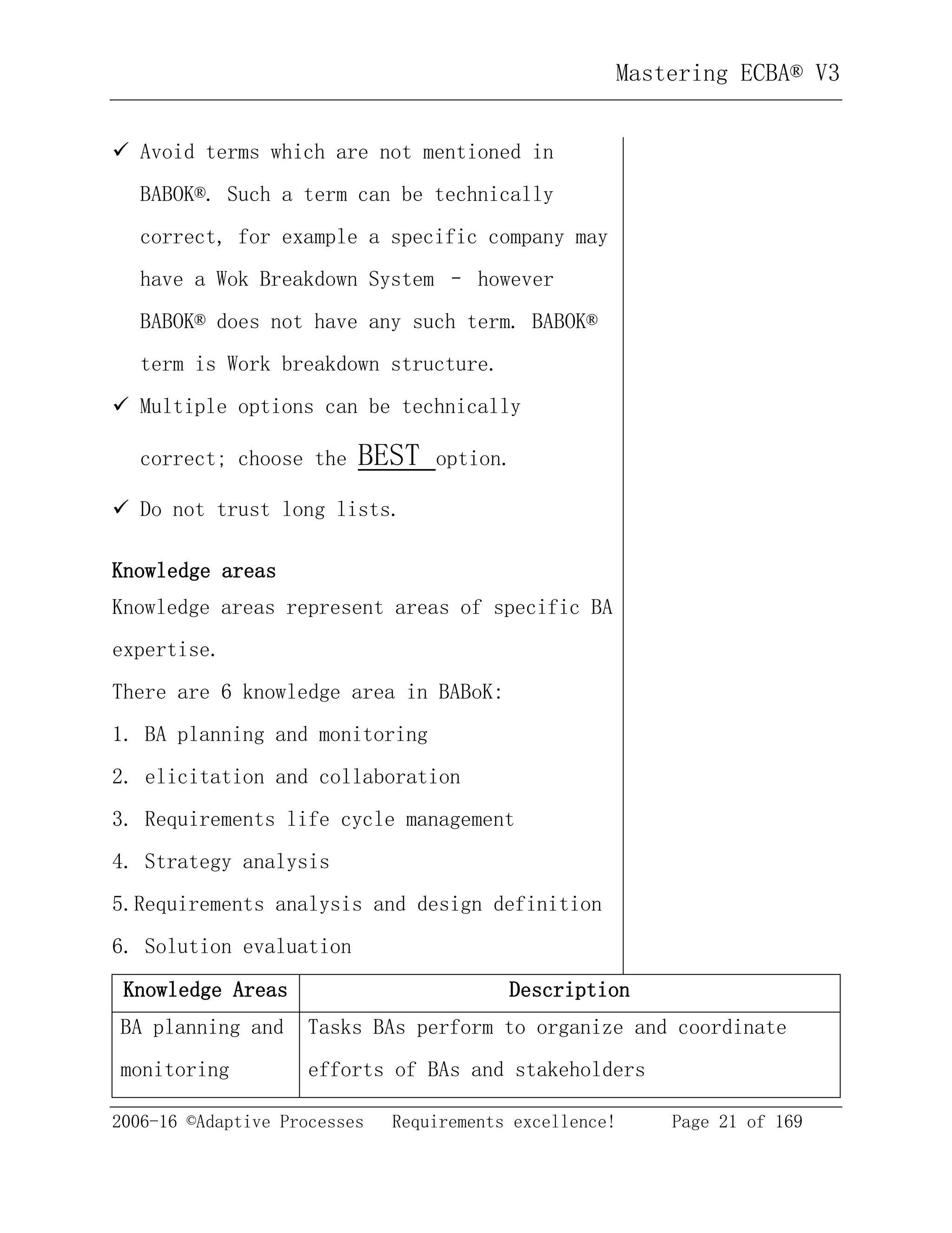 Free ECBA study guide - Mastering ecba | PDF