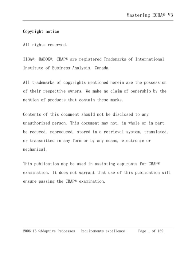 Free ECBA study guide - Mastering ecba | PDF | Business Administration ...