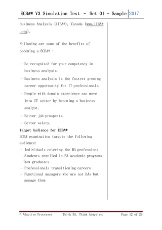 Free ECBA V3 questions | PDF