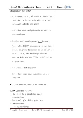 Free ECBA V3 questions | PDF