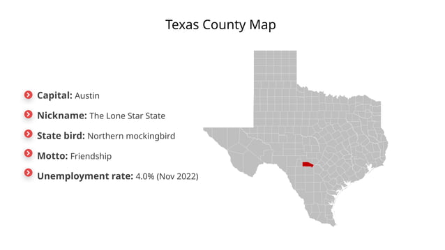 Free Editable Texas County Map to identify the MAP | PPTX