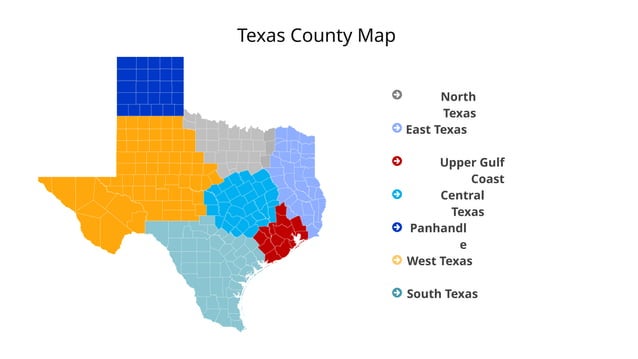 Free Editable Texas County Map to identify the MAP | PPTX