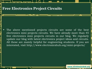 Free Electronics Projects Circuits and their Applications | PPT