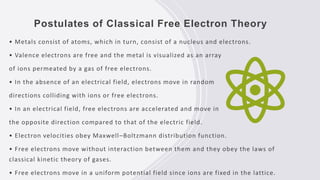 FREE ELECTRON THEORY.pptx | Chemistry | Science