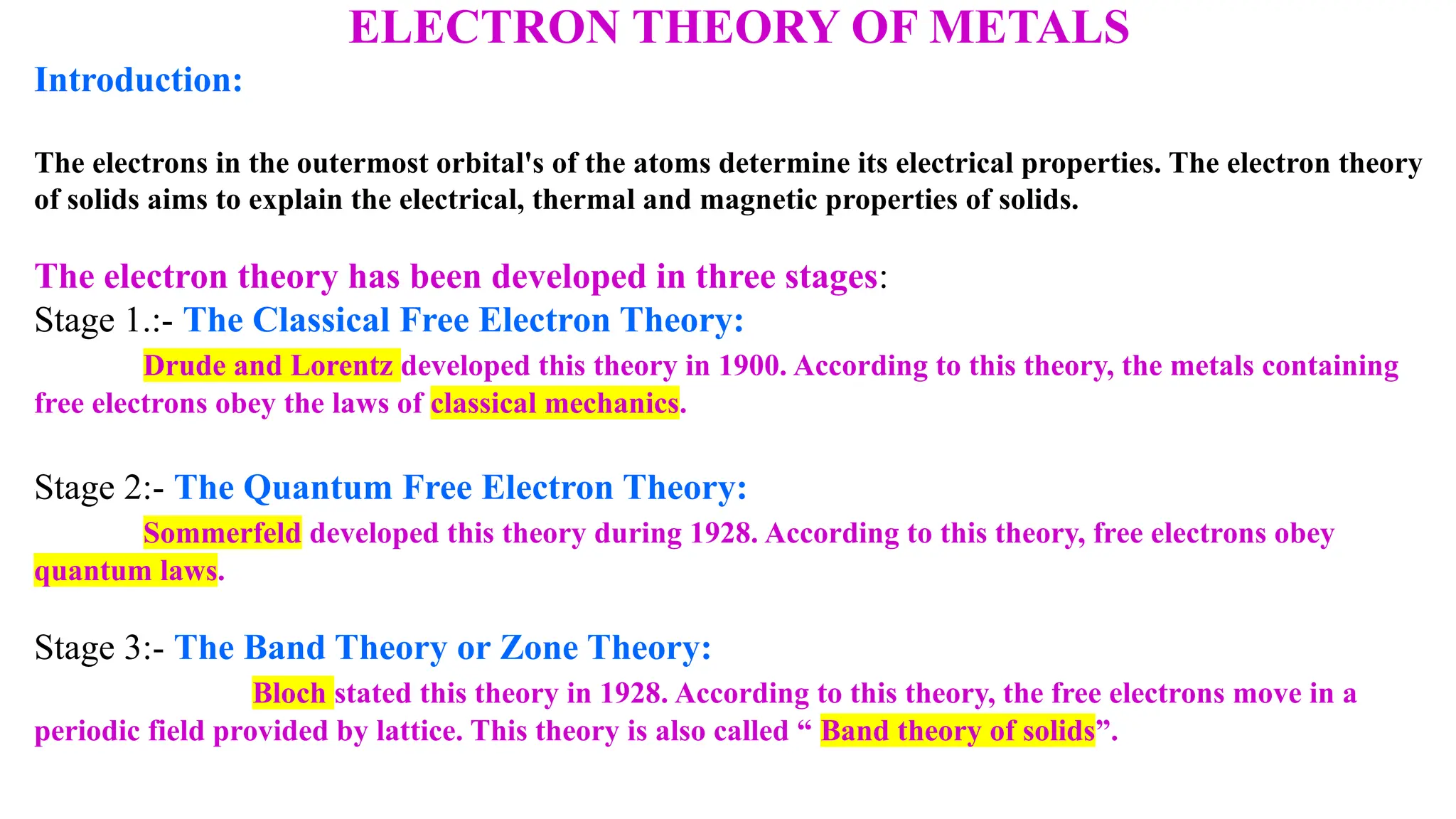 Free electron theory of metals (Classical and quantum).pptx