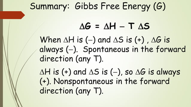 Chem 2 - Gibbs Free Energy and Spontaneous Reactions VI | PPTX ...