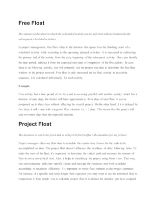 Free float and total float - PMP/CAPM from PMI | DOCX