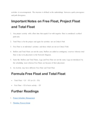 Free float and total float - PMP/CAPM from PMI | PDF