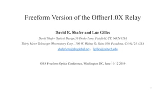 Freeform aspheric version of the 1.0 x offner relay, june 08, 2019 | PPT