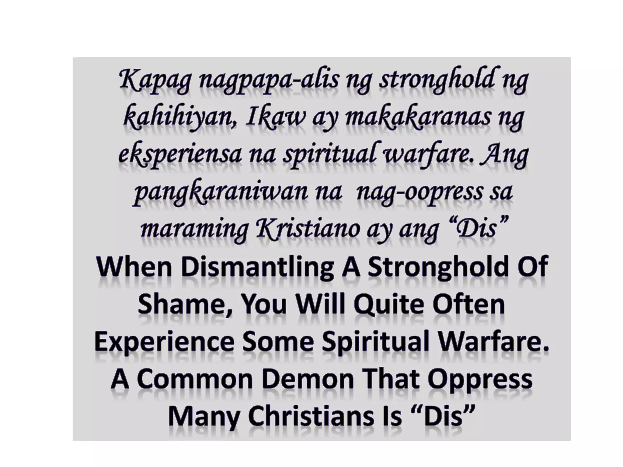 Free from Shame English - Filipino Malaya sa Kahihiyan | PPTX