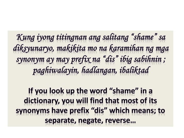 Free from Shame English - Filipino Malaya sa Kahihiyan | PPTX