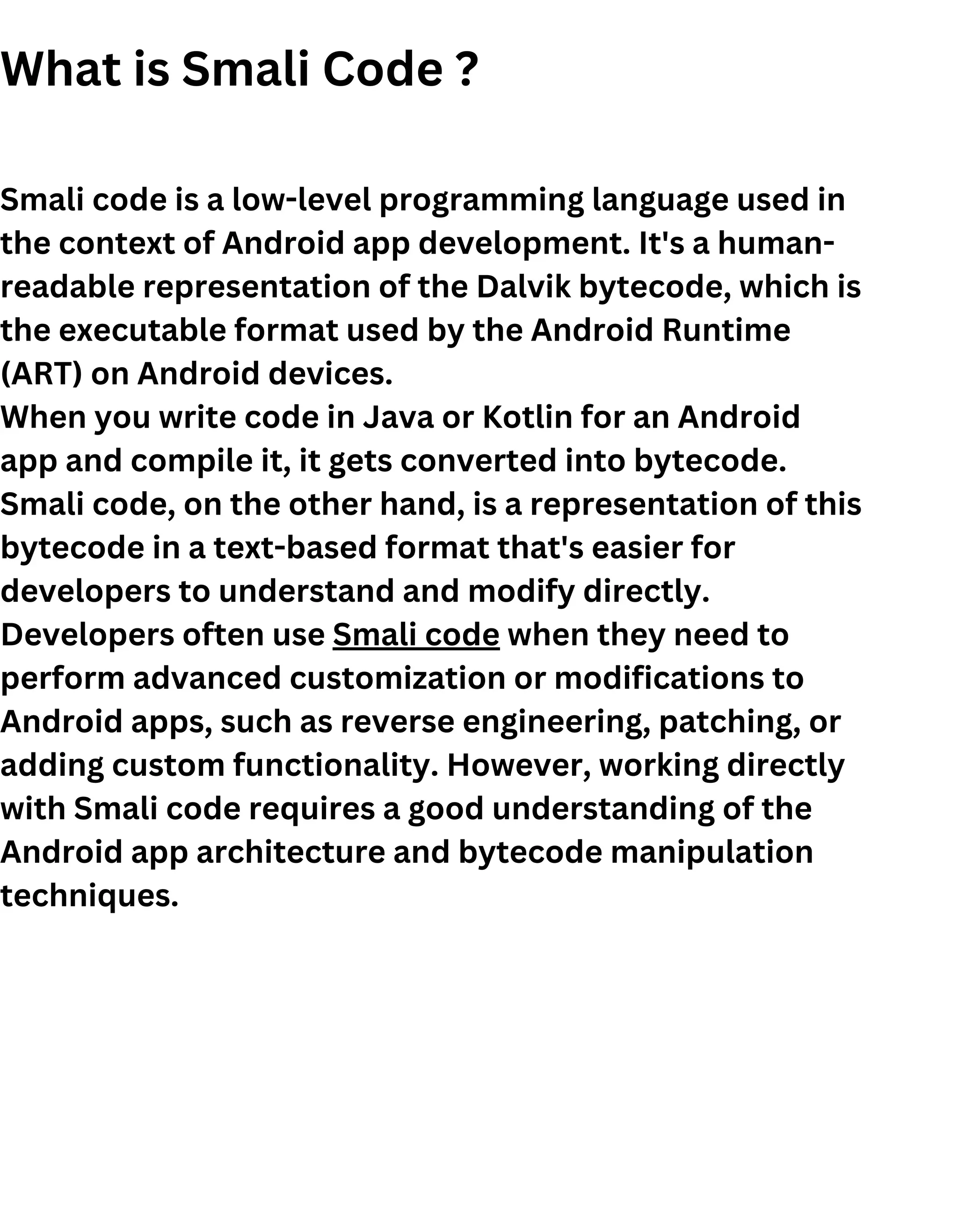 Smali Code Analysis : Android Hacking Techniques Unveiled | PDF